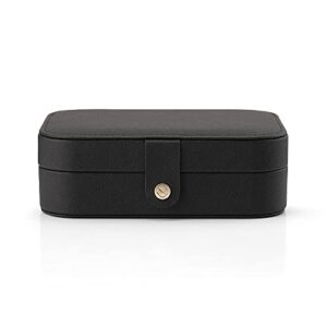 Vlando Faux Leather Travel Jewelry Box Organizer Display Storage Case for Rings Earrings Necklaces, Black