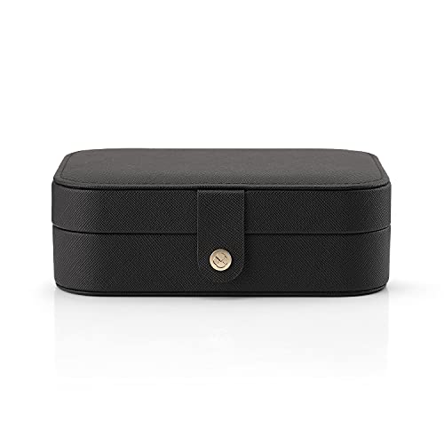 Vlando Faux Leather Travel Jewelry Box Organizer Display Storage Case for Rings Earrings Necklaces, Black