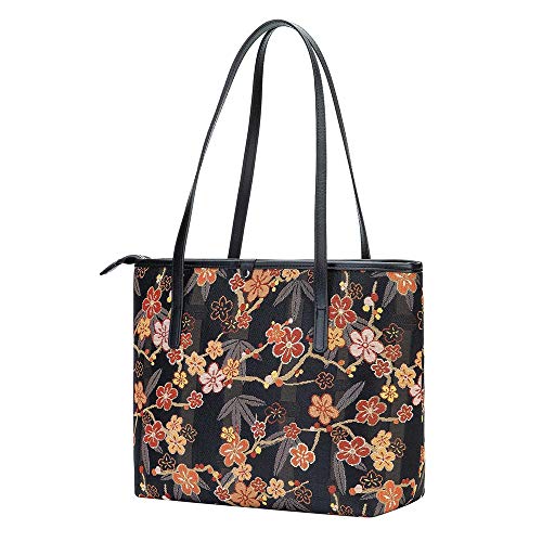 Signare Tapestry Shoulder Bag Tote Bag for Women with Ume Sakura Japanese Style Travel And Work Tote Bags For Women|COLL-SAKURA