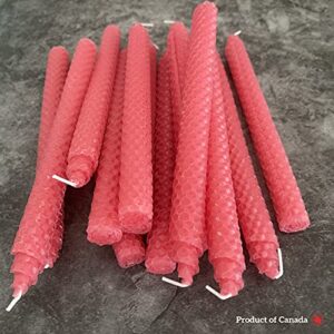 Twigs & Birch Tall Taper Candles Pack (14 Pink Beeswax Candles) – 7 Pairs of 100% Natural Canadian Beeswax Taper Candles – Smokeless Air-Purifying Burn - 9 inch Long Candles, Natural Colors