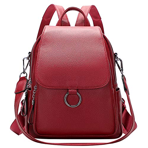 ALTOSY Women Leather Backpack Purse Fashion Convertible Ladies Shoulder Bag with Flap (S96 Wine Red)