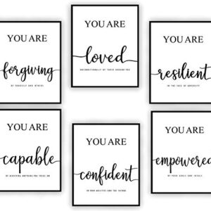 Inspirational Wall Art, Motivational Wall Art, Office Wall Decor, Wall Art For Bedroom and Living Room, Quotes Wall Art, Home Office Decor, Daily Positive Affirmations Posters (Set of 6, 8X10in Unframed)