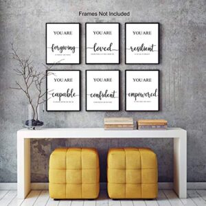 Inspirational Wall Art, Motivational Wall Art, Office Wall Decor, Wall Art For Bedroom and Living Room, Quotes Wall Art, Home Office Decor, Daily Positive Affirmations Posters (Set of 6, 8X10in Unframed)