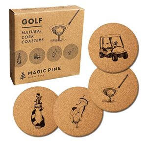 unique gift for golfers – golf-themed cork coasters (set of 4) – it’s a great dad golf gift, gift for men, or a golfer gag gift, sustainable and american-owned