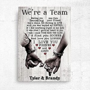 Personalized We're A Team Couple Poster Gift for Him, Her, Husband Wife Christmas Birthday Anniversary Couple Lover Custom Name Poster Canvas Prints Wall Art Home Decor Picture for Bedroom LivingRoom