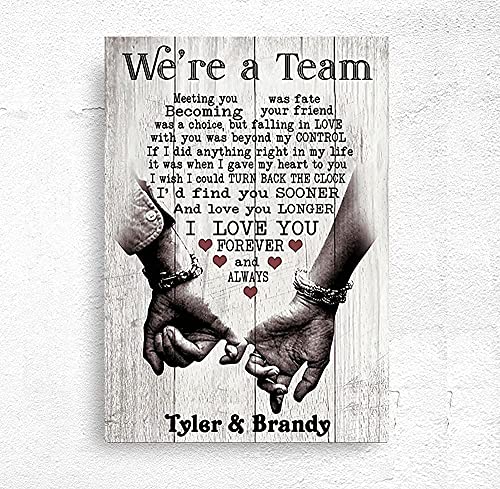 Personalized We're A Team Couple Poster Gift for Him, Her, Husband Wife Christmas Birthday Anniversary Couple Lover Custom Name Poster Canvas Prints Wall Art Home Decor Picture for Bedroom LivingRoom