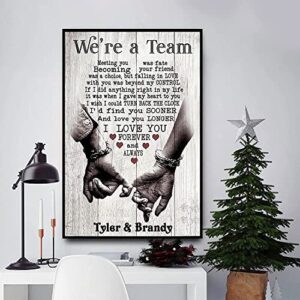 Personalized We're A Team Couple Poster Gift for Him, Her, Husband Wife Christmas Birthday Anniversary Couple Lover Custom Name Poster Canvas Prints Wall Art Home Decor Picture for Bedroom LivingRoom