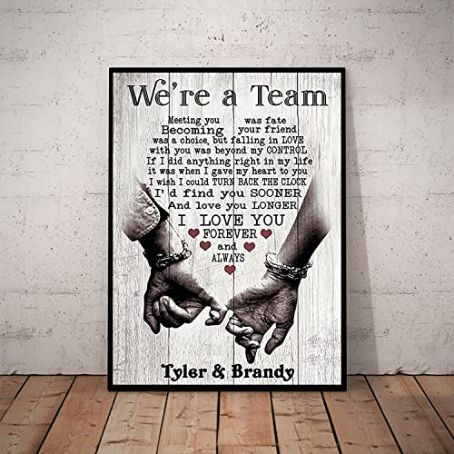 Personalized We're A Team Couple Poster Gift for Him, Her, Husband Wife Christmas Birthday Anniversary Couple Lover Custom Name Poster Canvas Prints Wall Art Home Decor Picture for Bedroom LivingRoom