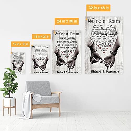 Personalized We're A Team Couple Poster Gift for Him, Her, Husband Wife Christmas Birthday Anniversary Couple Lover Custom Name Poster Canvas Prints Wall Art Home Decor Picture for Bedroom LivingRoom