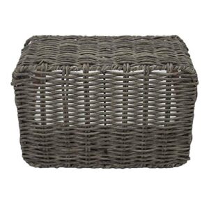 HDKJ PP Tube Storage Basket with handle,Rectangular storage basket,Decorative Home Storage Bins. (Gray, Small)