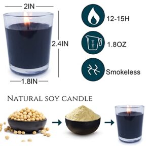 12 Hours Black Votive Candles in Glass 1.8oz Unscented Soy Wax Votives for Halloween Home Party, 20 Packs