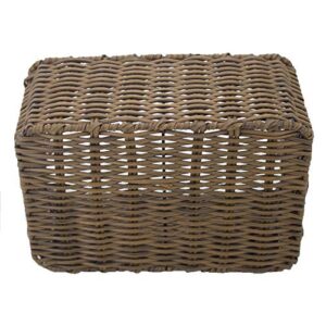 HDKJ PP Tube Storage Basket with handle,Rectangular storage basket,Decorative Home Storage Bins. (Brown, Small)