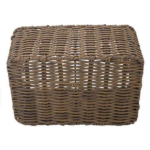 HDKJ PP Tube Storage Basket with handle,Rectangular storage basket,Decorative Home Storage Bins. (Brown, Small)