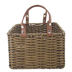 HDKJ PP Tube Storage Basket with handle,Rectangular storage basket,Decorative Home Storage Bins. (Brown, Small)