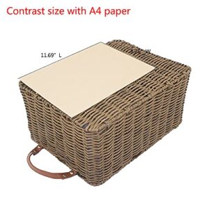 HDKJ PP Tube Storage Basket with handle,Rectangular storage basket,Decorative Home Storage Bins. (Brown, Large)