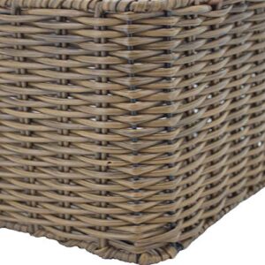 HDKJ PP Tube Storage Basket with handle,Rectangular storage basket,Decorative Home Storage Bins. (Brown, Large)