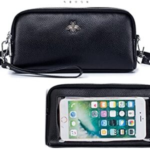 Genuine Leather Small Crossbody Bag Touch Screen Phone Case Wristlet Clutch Handbag for Women Girls (L1- Black)