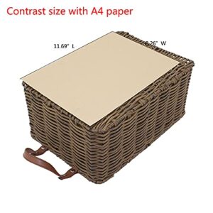 HDKJ PP Tube Storage Basket with handle,Rectangular storage basket,Decorative Home Storage Bins. (Brown, Middle)