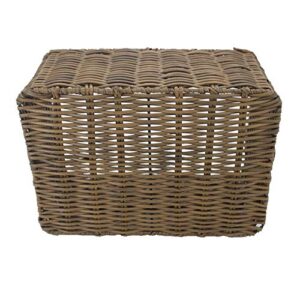 HDKJ PP Tube Storage Basket with handle,Rectangular storage basket,Decorative Home Storage Bins. (Brown, Middle)