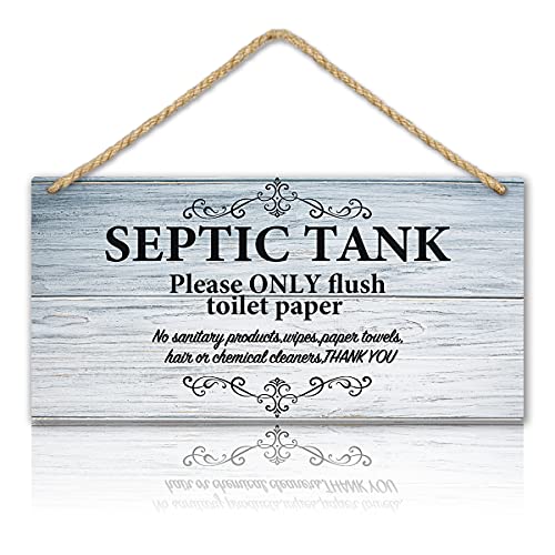 TOARTi Bathroom Quote Wood Sign-12.5x25cm,Toilet Rule Wooden Plaque Hanging Wall Art, Septic Tank Toilet Notes Hanging Bathroom Restroom Door Decoration