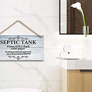 TOARTi Bathroom Quote Wood Sign-12.5x25cm,Toilet Rule Wooden Plaque Hanging Wall Art, Septic Tank Toilet Notes Hanging Bathroom Restroom Door Decoration