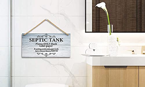 TOARTi Bathroom Quote Wood Sign-12.5x25cm,Toilet Rule Wooden Plaque Hanging Wall Art, Septic Tank Toilet Notes Hanging Bathroom Restroom Door Decoration