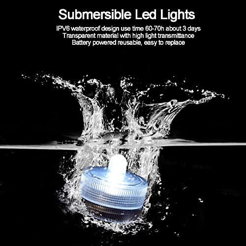 idyl light Submersible LED Lights,Waterproof Pool Tea Lights Shower Led Lights Underwater LED Candle Lamp for Aquarium Home Crafts Wedding Party Decorations Fountain (12 Pack, White)