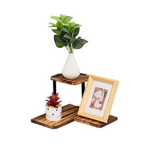 coral flower corner shelves for home office decor, bedroom, livingroom, 12 inches, carbonized black