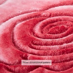 LGYKUMEG Warm Winter Fleece Plush Throw Blanket 59 × 79 inches, Silky Soft and Warm, 2 Ply Reversible Raschel Pink Rose Throw,150×200cm2kg.