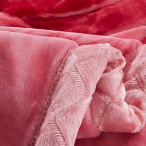 LGYKUMEG Warm Winter Fleece Plush Throw Blanket 59 × 79 inches, Silky Soft and Warm, 2 Ply Reversible Raschel Pink Rose Throw,150×200cm2kg.