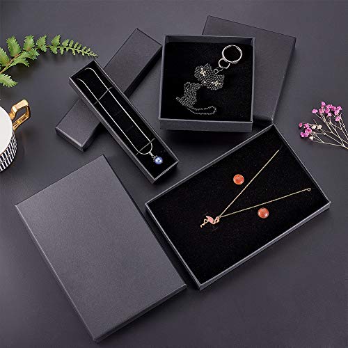 BENECREAT 12 Pack Black Necklace Cardboard Jewellery Box 7x1.7x1.3 Kraft Paper Box Long Jewellery Gift Box with Sponge for Necklace Jewellery Presentation