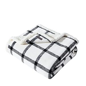 Eddie Bauer - Throw Blanket, Reversible Sherpa Fleece Bedding, Home Decor for All Seasons (Bunkhouse Plaid Beige, Throw)