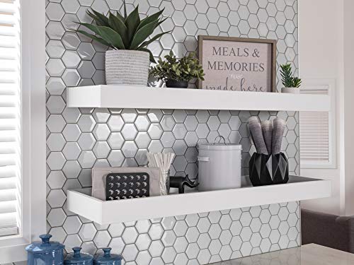 NewAge Products Home White Floating Shelf - 48in, Hanging Rectangle Kitchen Wall Shelving, 81042