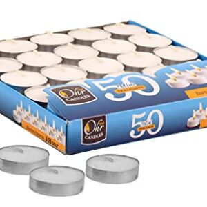 Ohr Mini Tealight Candles - 50 Pack Bulk Tea Lights Candles - White Tealights Unscented - 1 Hour Burn Time