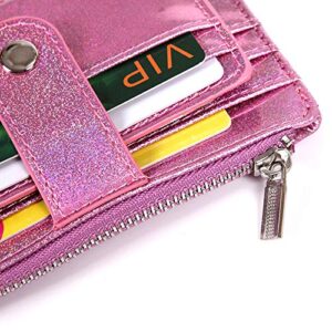 Fida&Moon Glitter Girl Small Wallet RFID Blocking Coin Purse Clip Card Holder (Glitter Pink)