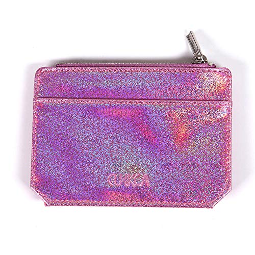 Fida&Moon Glitter Girl Small Wallet RFID Blocking Coin Purse Clip Card Holder (Glitter Pink)