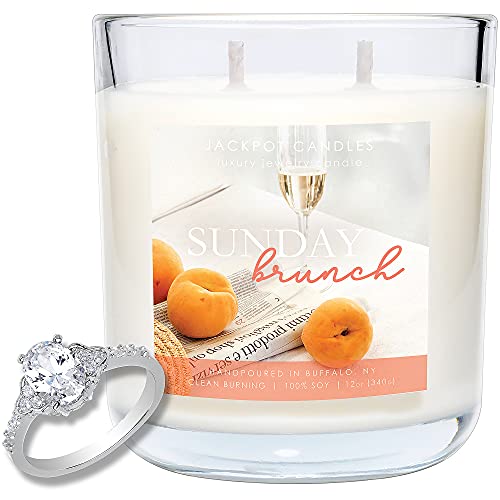 Jackpot Candles Sunday Brunch Candle with Ring Inside (Surprise Jewelry Valued at 15 to 5,000 Dollars) Ring Size 7