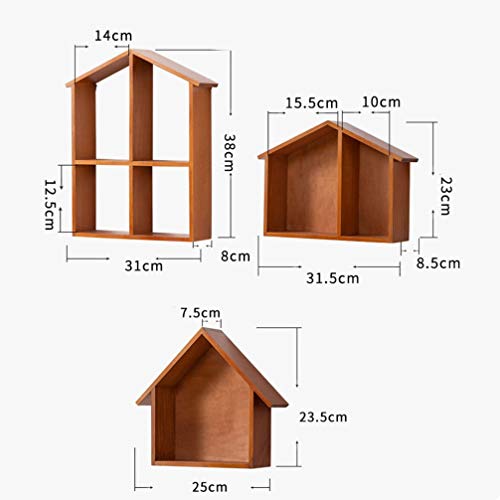 ULTNICE Wooden House- Shaped Wall Storage Shelf Rustic Wood Mounted Floating Shelves for Bedroom Living Room Home Office 25cm