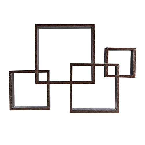 Danya B Decorative Wall Mount Floating Intersecting Cube Accent Wall Shelf - Black