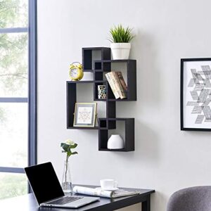 Danya B Decorative Wall Mount Floating Intersecting Cube Accent Wall Shelf - Black