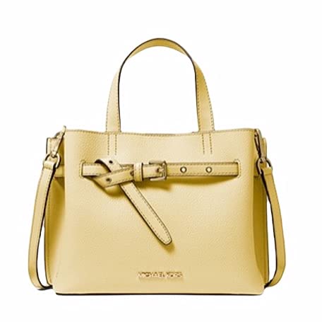 Michael Kors Emilia Small Satchel Crossbody Buttercup Yellow Pebbled Leather