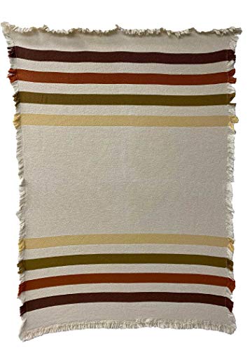 Pure Country Weavers Bent Creek Stripe Blanket - Patterns Gift Tapestry Throw Woven from Cotton - Made in The USA (73x48)