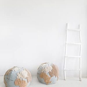 Lorena Canals USA Pouffe World Map, Light Blue, Natural, Linen, Beige, Grey, 1' 5" x Ø1' 8"