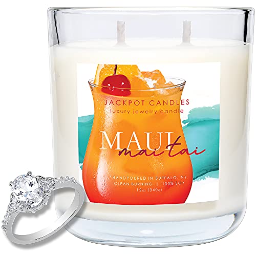 Jackpot Candles Maui Mai Tai Candle with Ring Inside (Surprise Jewelry Valued at 15 to 5,000 Dollars) Ring Size 7