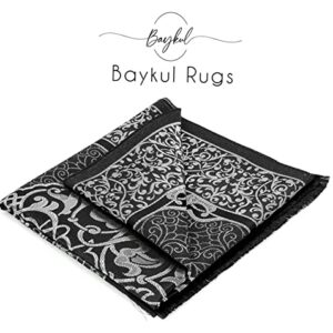 BAYKUL Muslim Prayer Rug - Islamic Turkish Prayer Rugs - Great Ramadan Gifts - Prayer Mat for Women and Men-Islam Carpet-Portable Muslims Mats-Praying Rugs Islam with Beads-Gift Prayer Beads 99 (Grey)