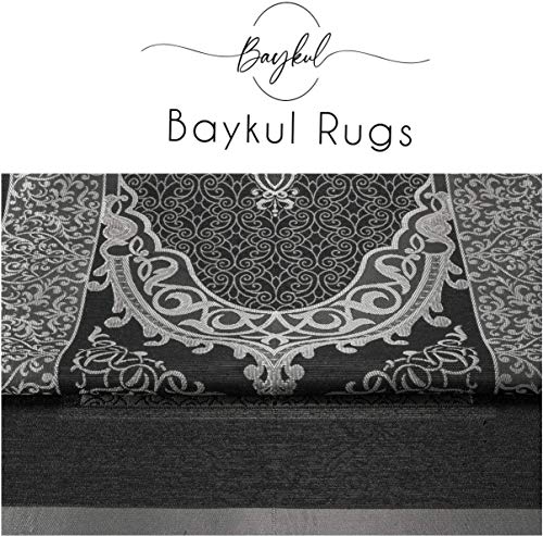 BAYKUL Muslim Prayer Rug - Islamic Turkish Prayer Rugs - Great Ramadan Gifts - Prayer Mat for Women and Men-Islam Carpet-Portable Muslims Mats-Praying Rugs Islam with Beads-Gift Prayer Beads 99 (Grey)