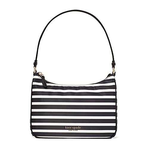 Kate Spade New York New Nylon Watch Hill Stripe Small Shoulder Bag Black/Clotted Cream One Size