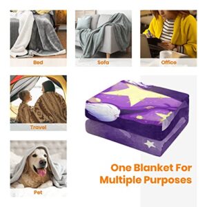 JOOCAR Flannel Throw Blanket Cartoon Sleepy Gnome Purple Cozy&Soft Plush Blankets for Bed Couch Living Room Sofa Chair