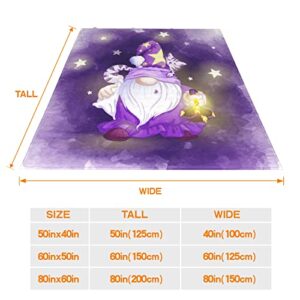 JOOCAR Flannel Throw Blanket Cartoon Sleepy Gnome Purple Cozy&Soft Plush Blankets for Bed Couch Living Room Sofa Chair