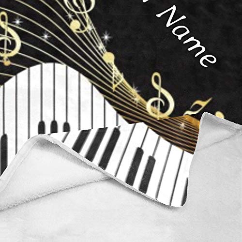 Custom Blanket with Name Text,Personalized Music Treble Clef Super Soft Fleece Throw Blanket for Couch Sofa Bed (50 X 60 inches)